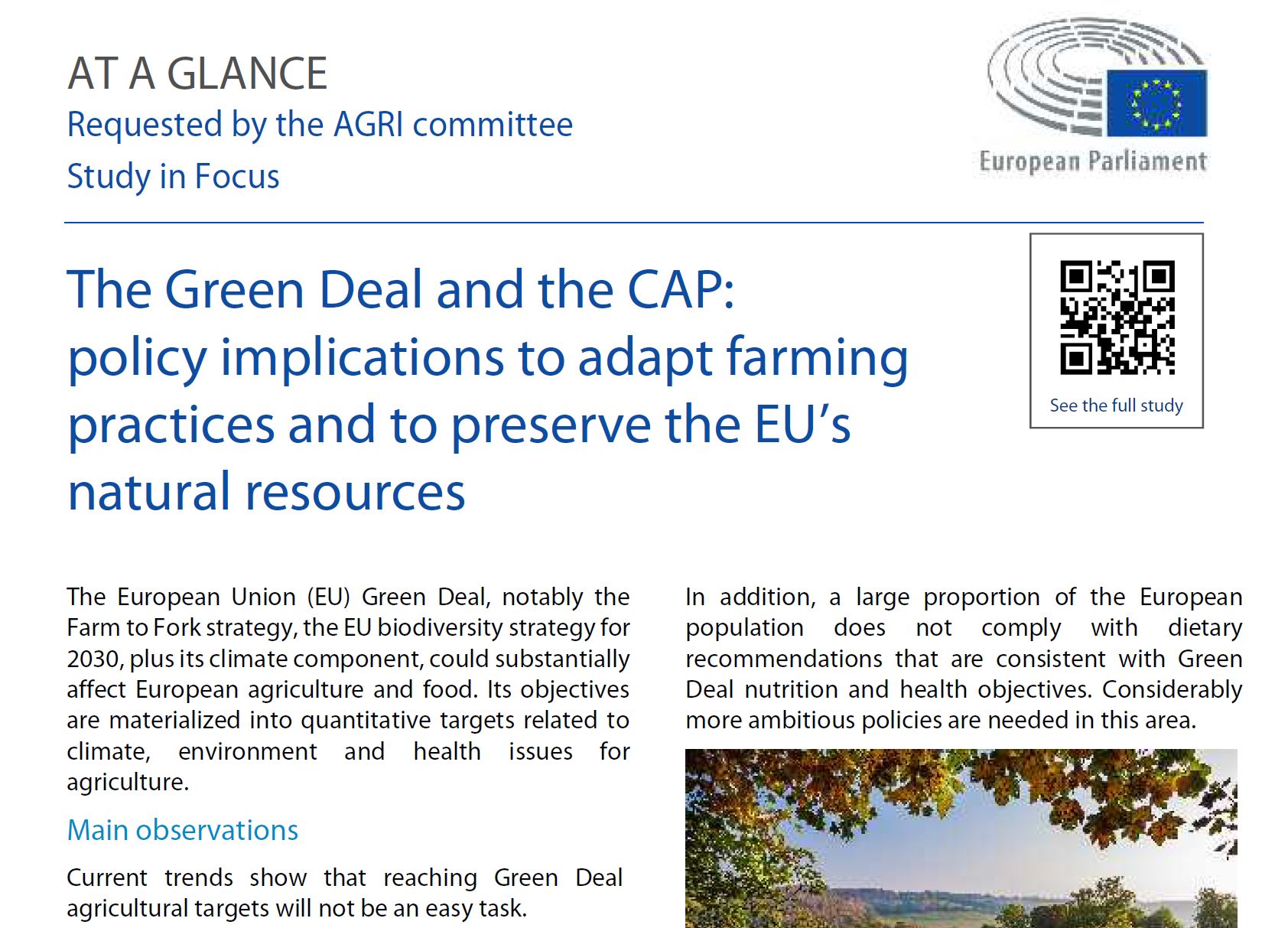 The Green Deal and the CAP: policy implications to adapt farming ...